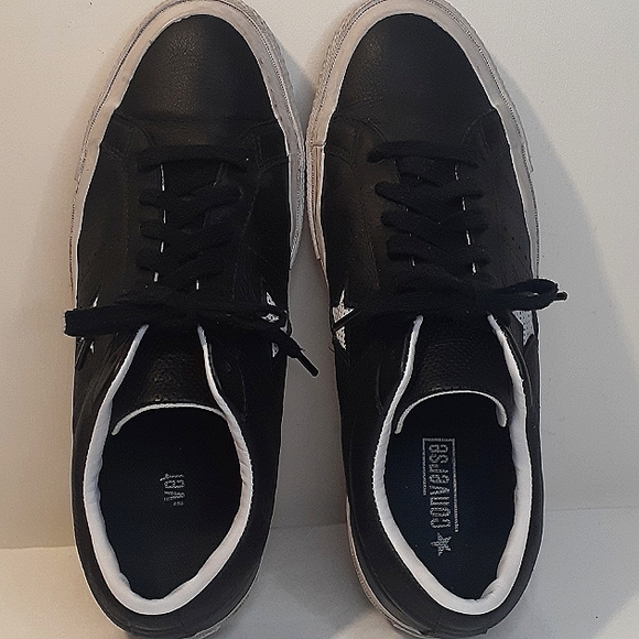 Converse | Shoes | Converse Custom One Star Black Leather Low Top ...